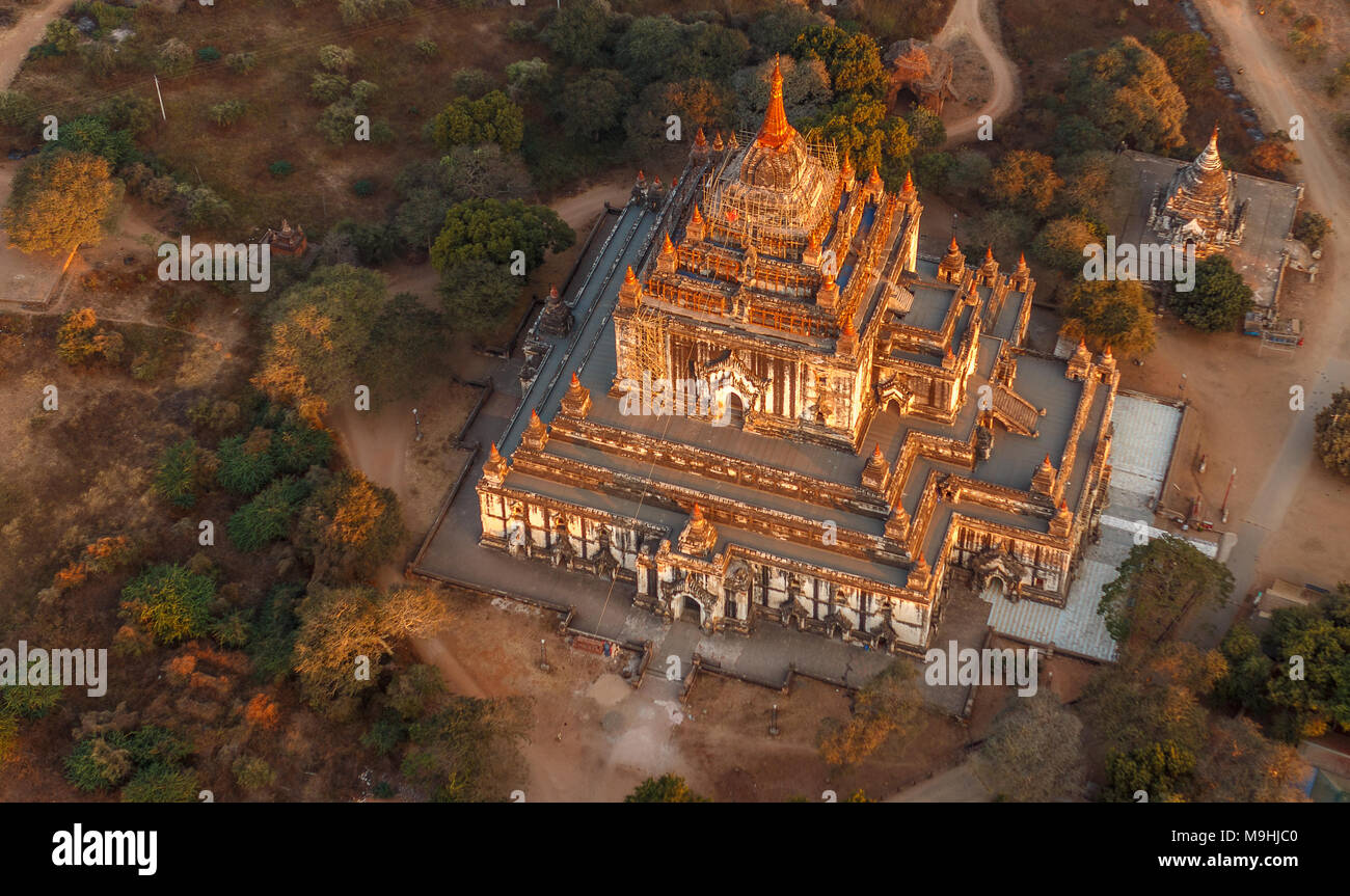 Sunrise over a Bagan temple from the sky Stock Photo - Alamy