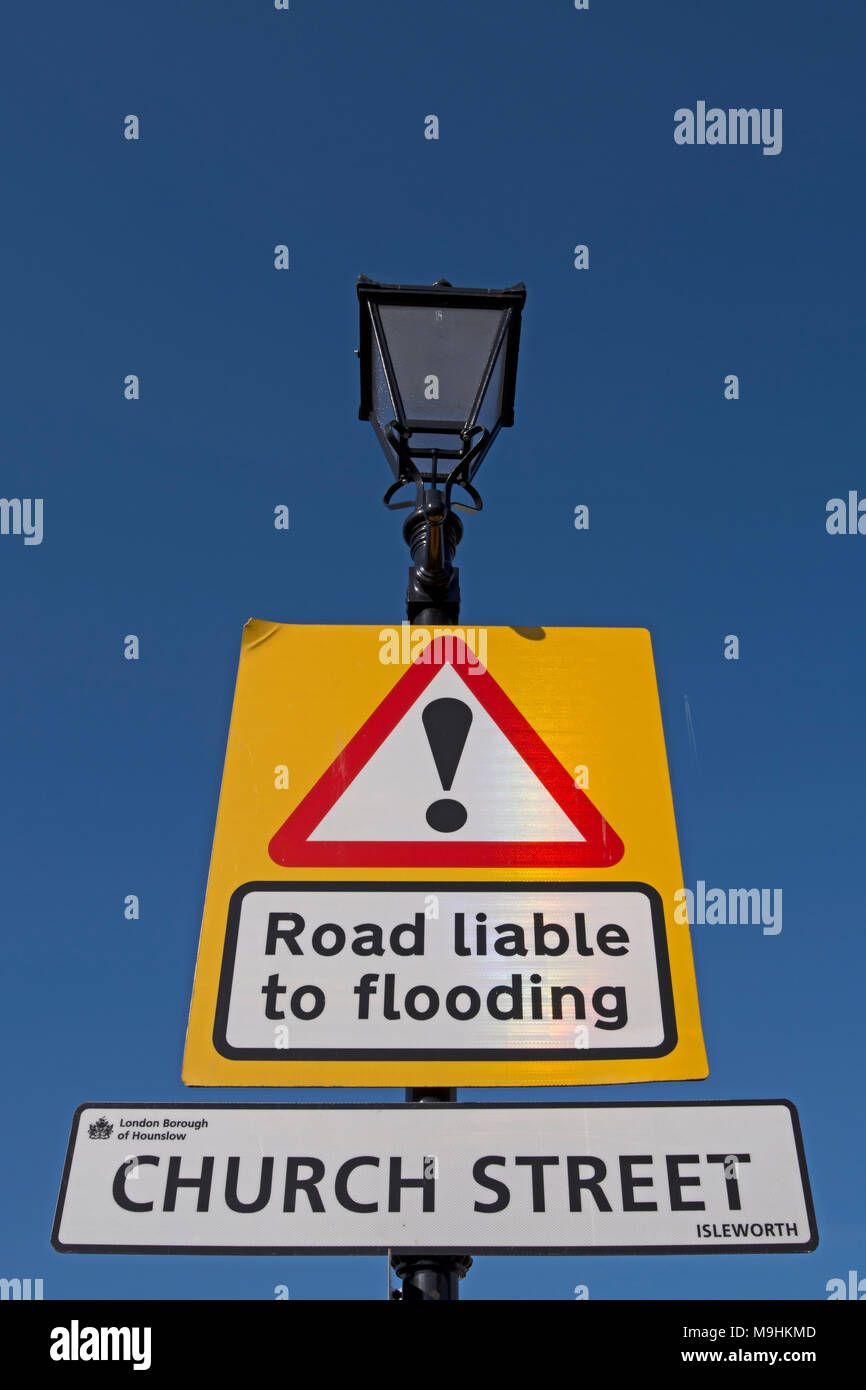Road liable flooding warning sign hi-res stock photography and images ...