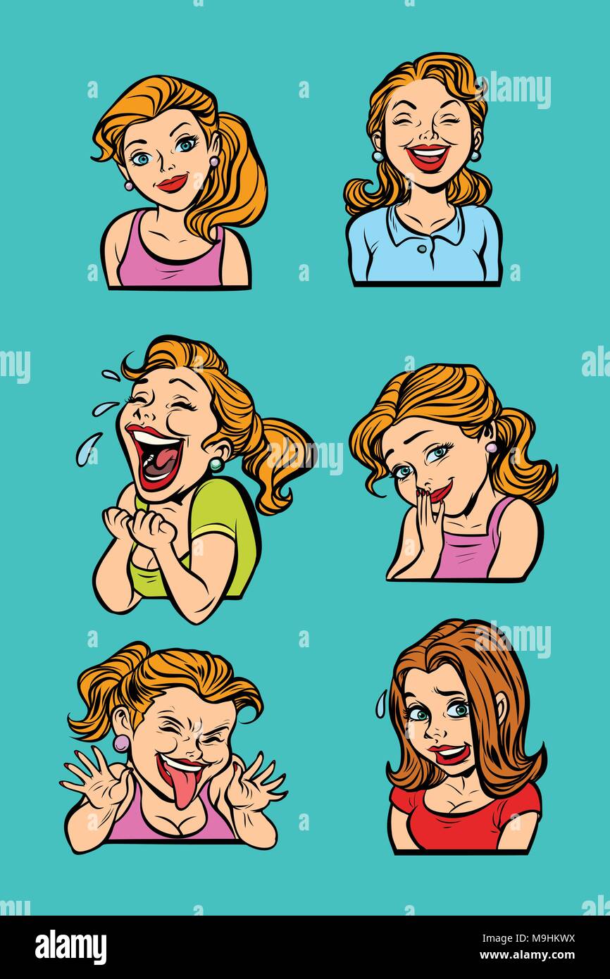 Girl face expressions set collection hi-res stock photography and ...
