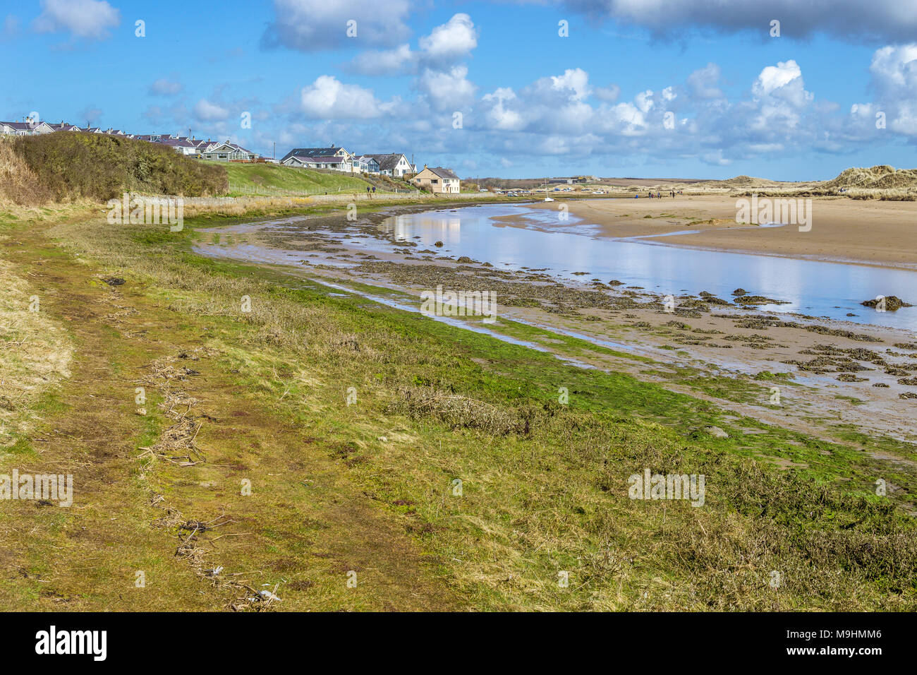 UK, Anglesey, Aberffraw. 25th March 2018. A view along the Estuary at ...