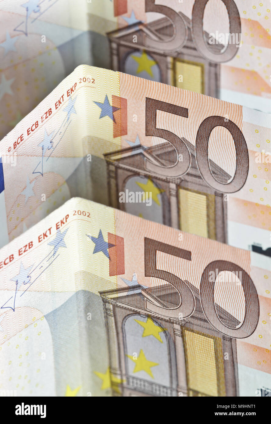 Euro bank notes set behind each other Stock Photo - Alamy