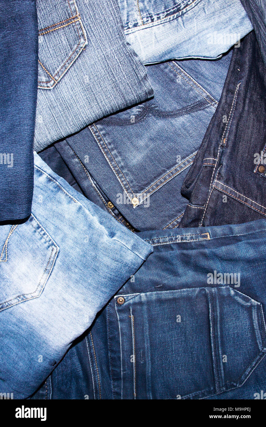 Pile of jeans ready for recycling Stock Photo - Alamy