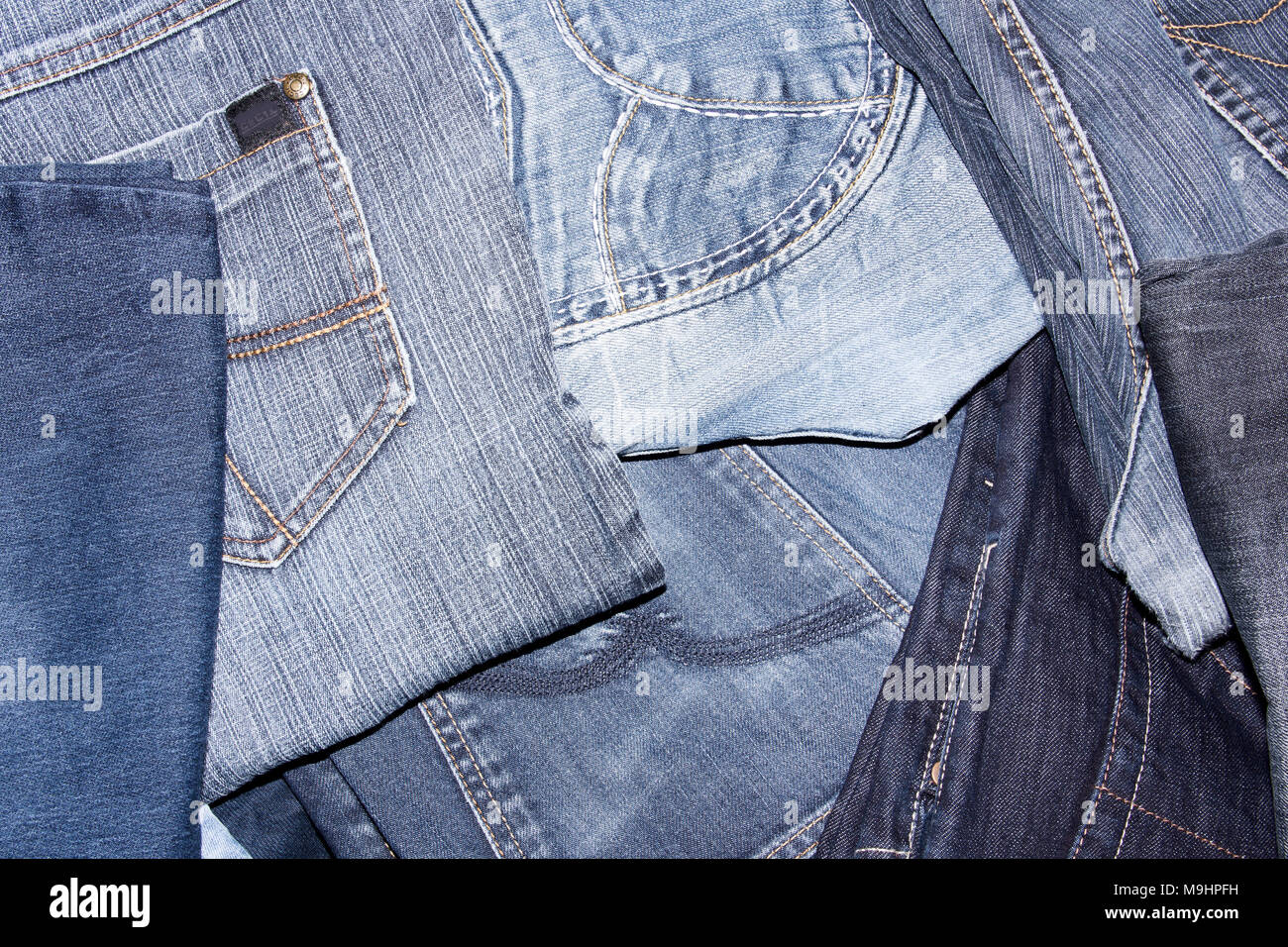 Pile of jeans ready for recycling Stock Photo - Alamy