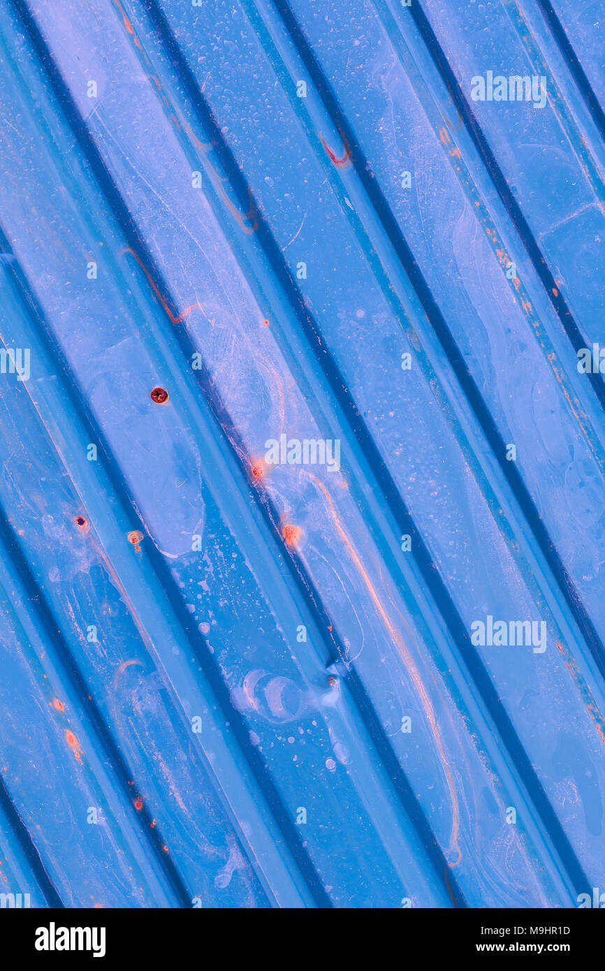 Old blue zinc wall Stock Photo - Alamy