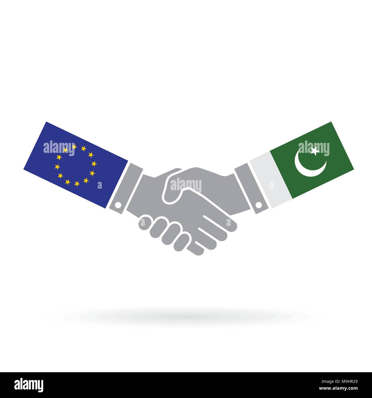 European union and Pakistan handshake business agreement Stock Vector ...