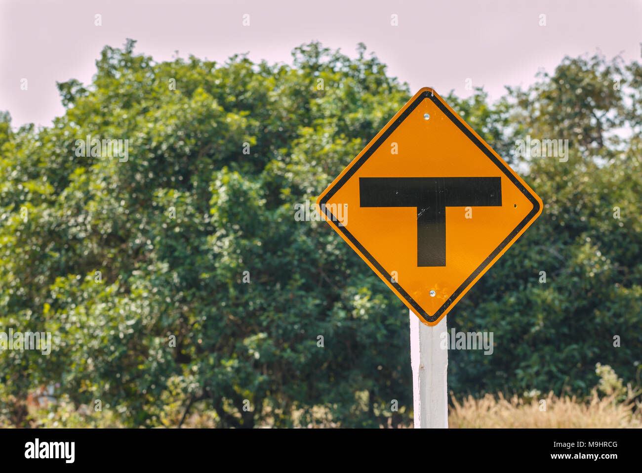 T junction sign hi-res stock photography and images - Alamy