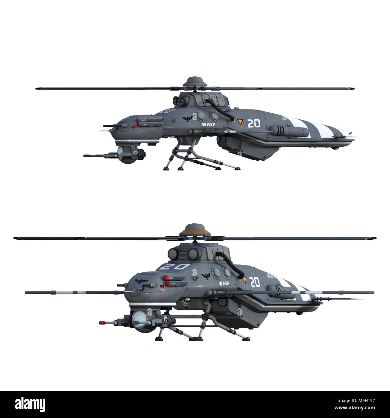 Military army plane / helicopter isolated on white, 3d render Stock ...