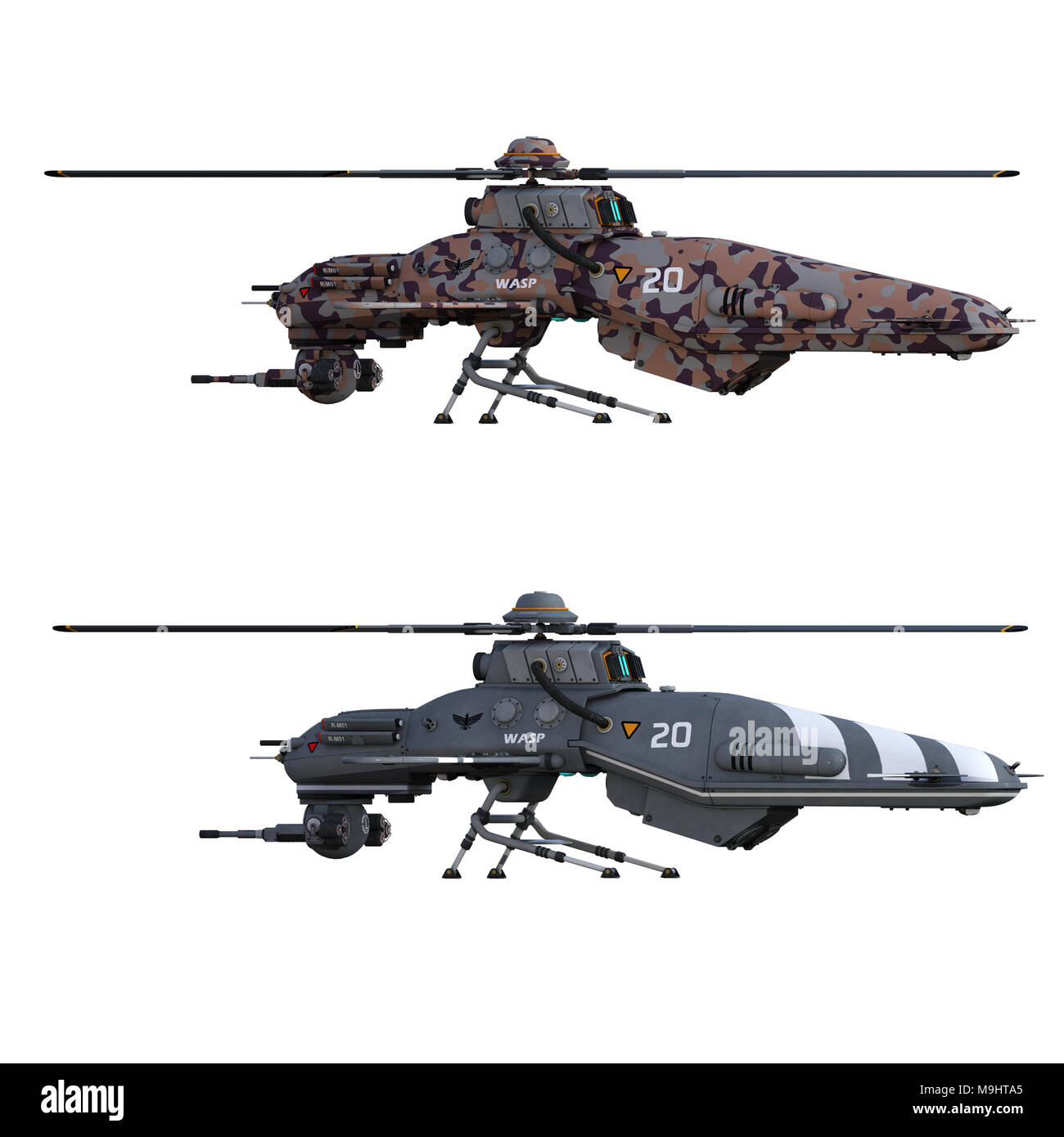 Military army plane / helicopter isolated on white, 3d render Stock ...