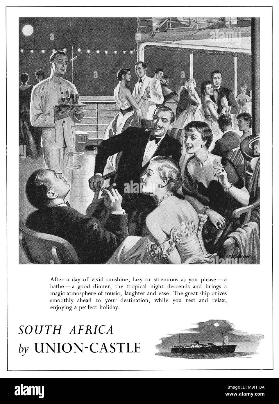 1953 British advertisement for the Union Castle shipping line Stock ...