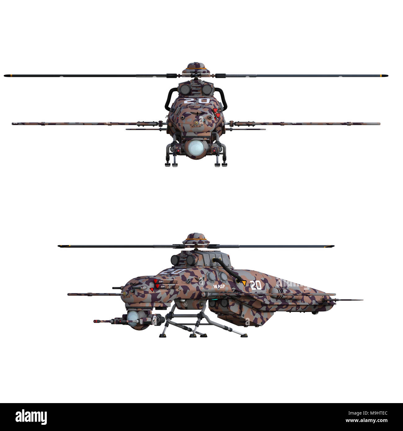 Military army plane / helicopter isolated on white, 3d render Stock ...