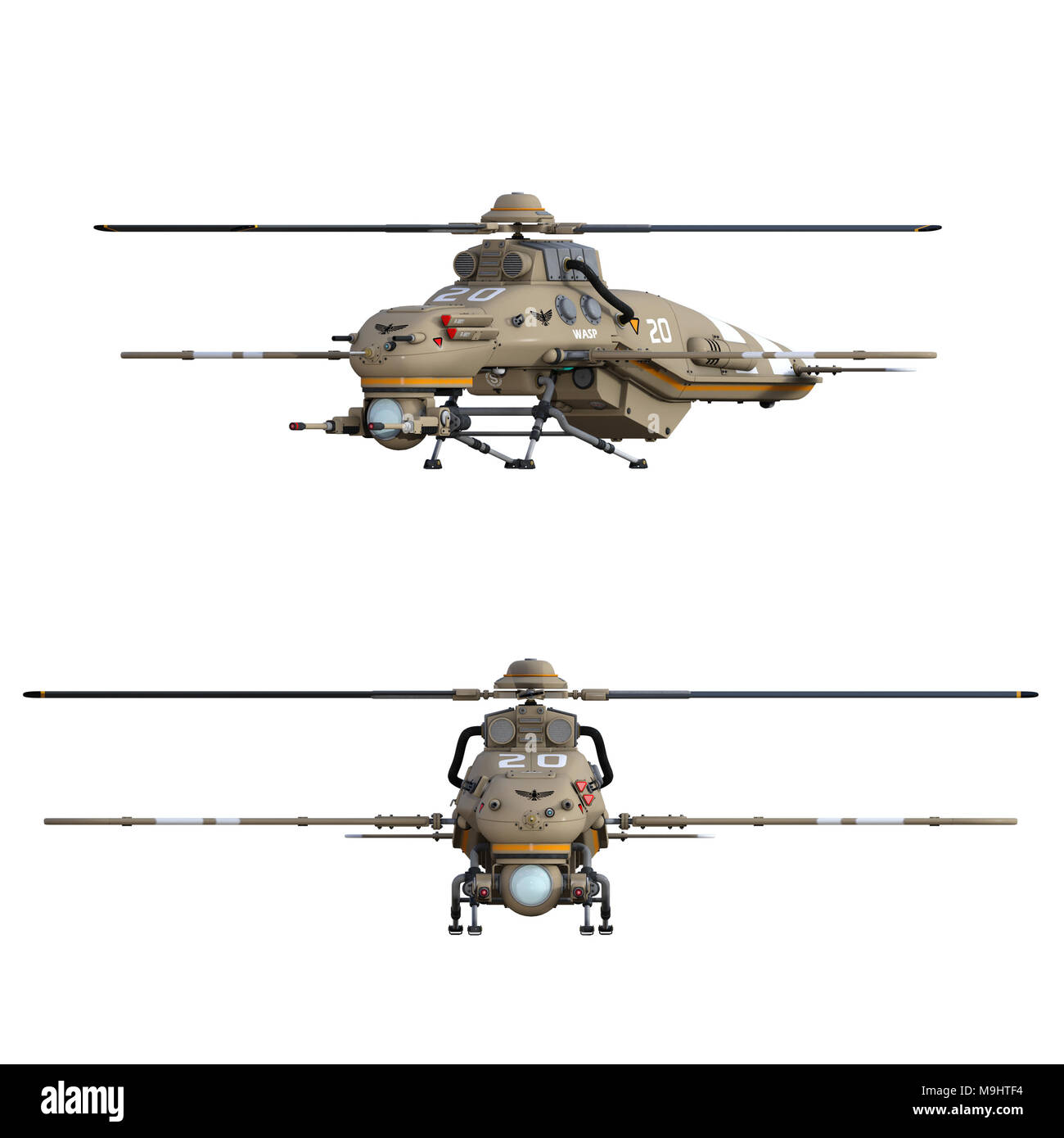 Military army plane / helicopter isolated on white, 3d render Stock ...