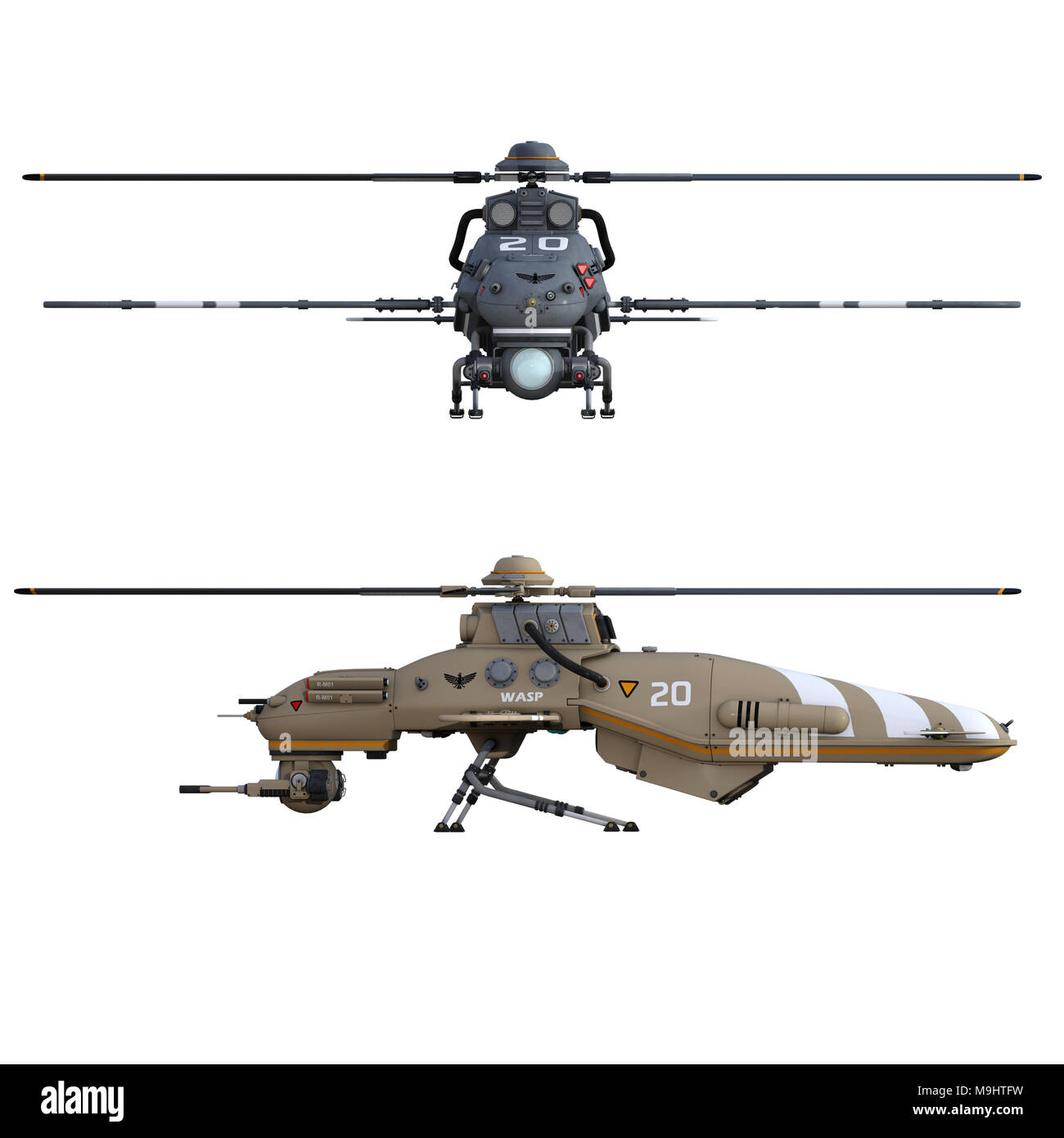 Military army plane / helicopter isolated on white, 3d render Stock ...