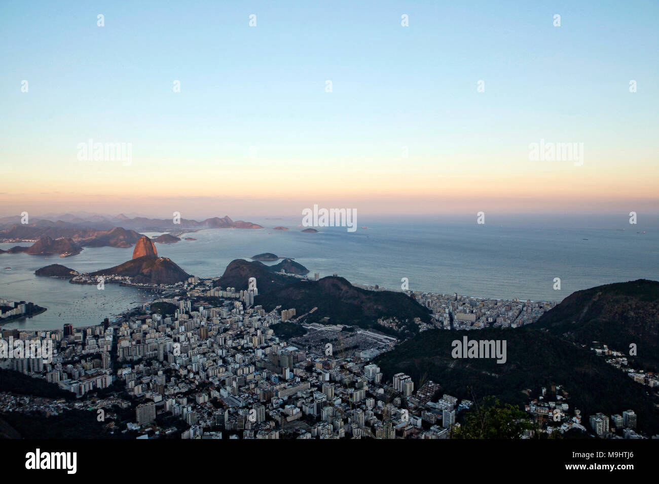 Sunset view on Rio de Janeiro from the Christ the Redeemer, The Christ ...