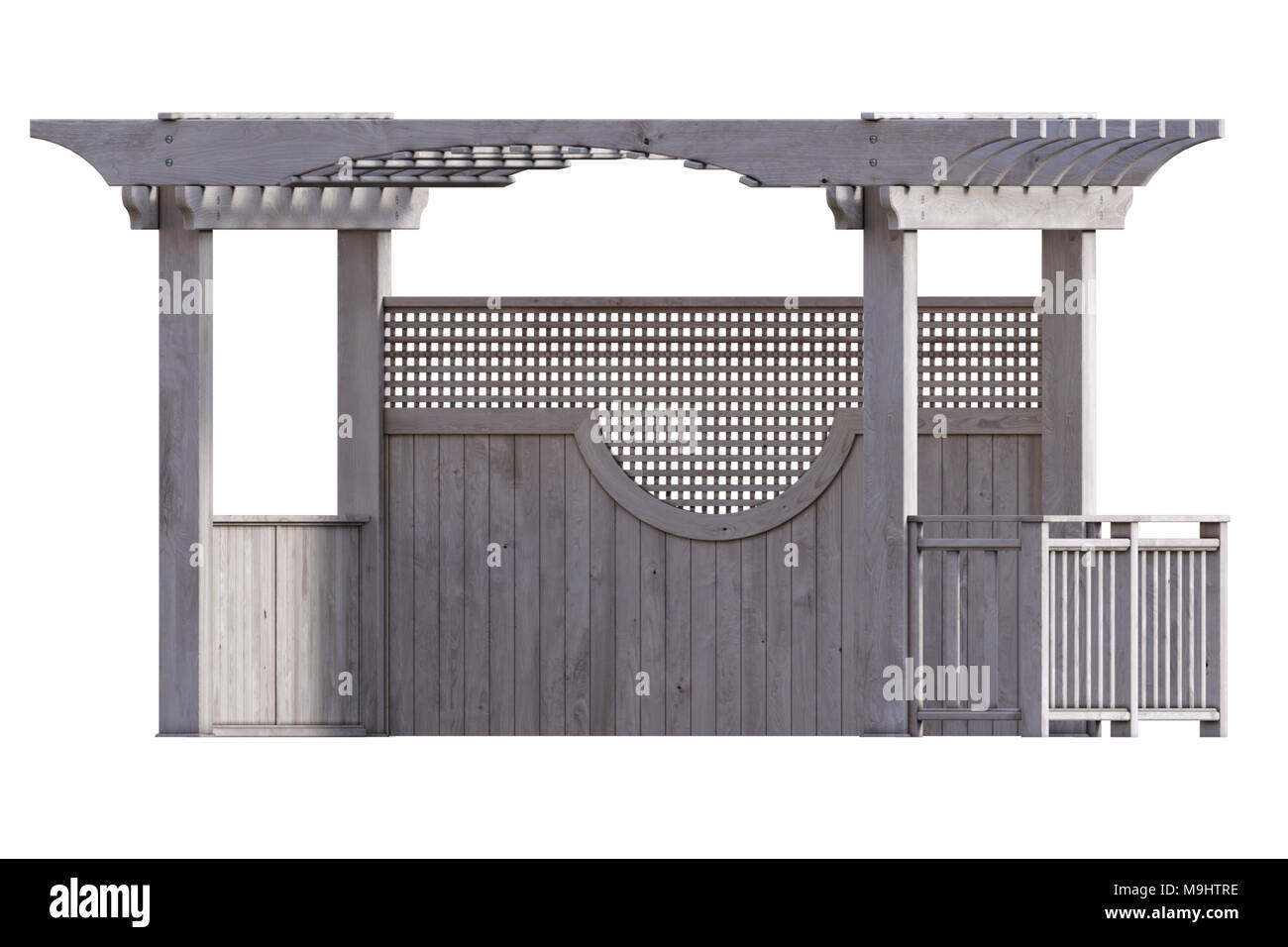 Wooden Pergola isolated on white, 3d render Stock Photo - Alamy