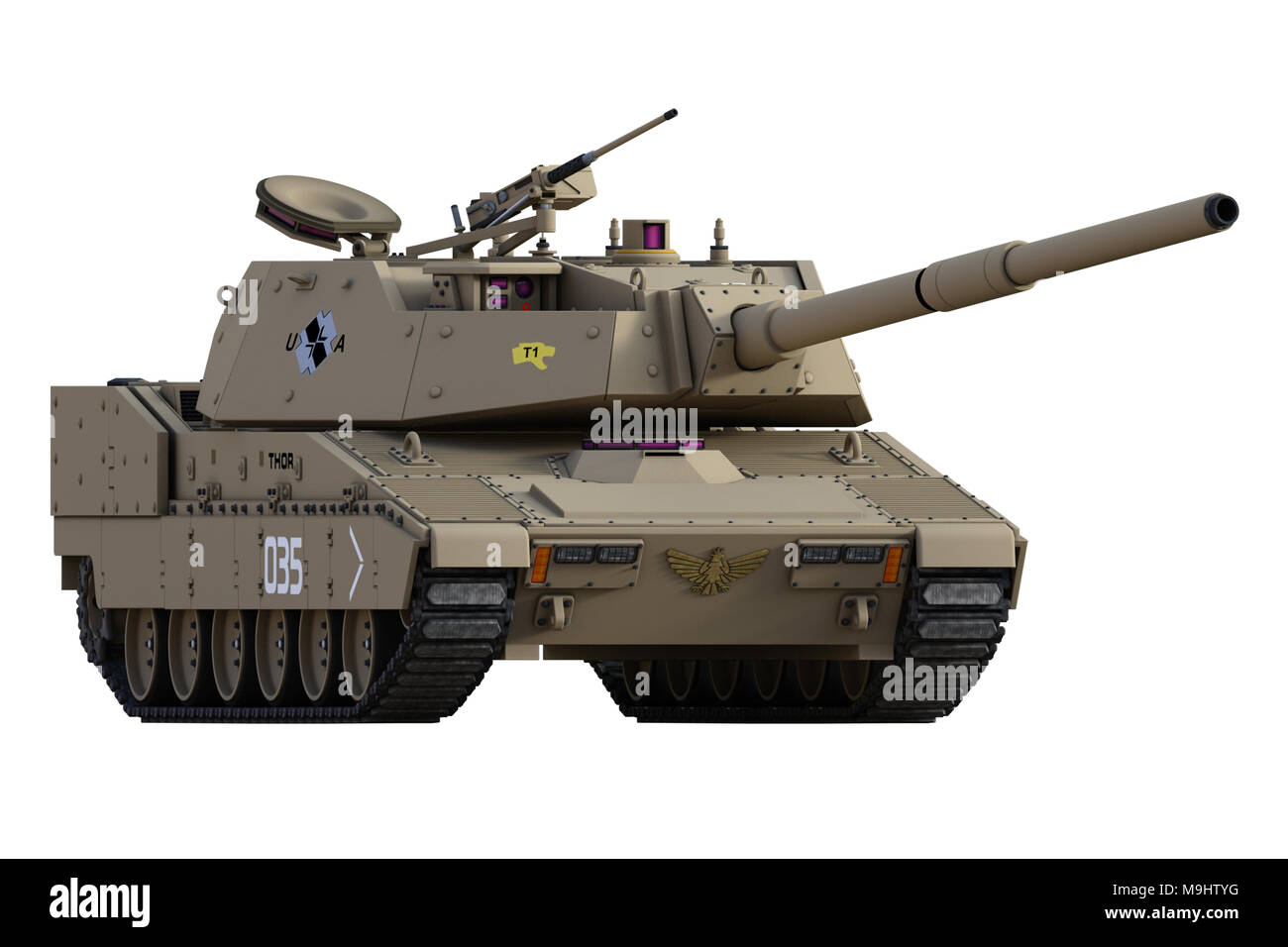 Military army tank isolated on white, 3d render Stock Photo - Alamy