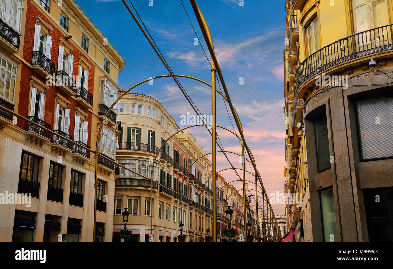 Malaga, City center and old town streets Stock Photo - Alamy