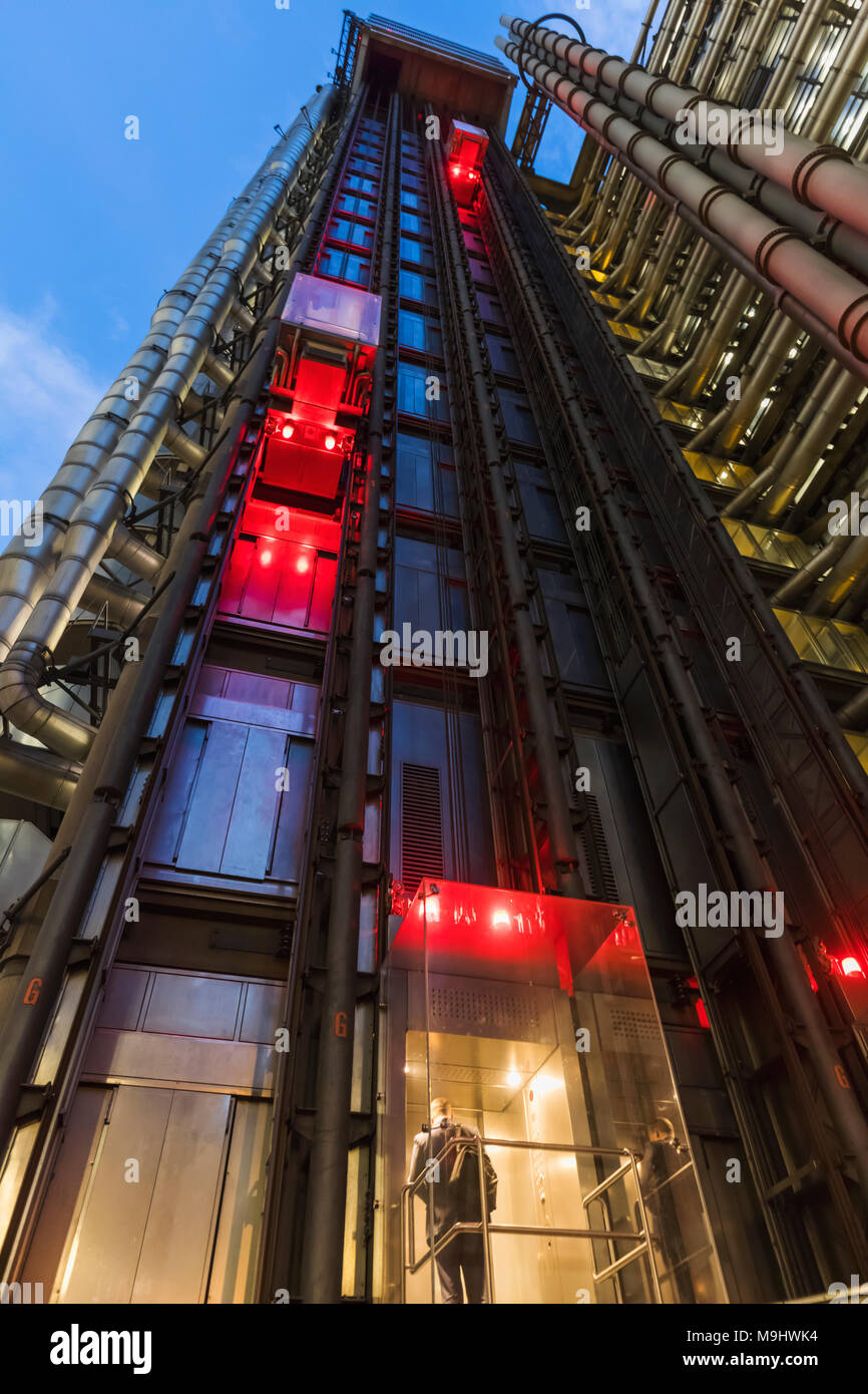 England, London, City of London, Lloyds Building with Exterior ...
