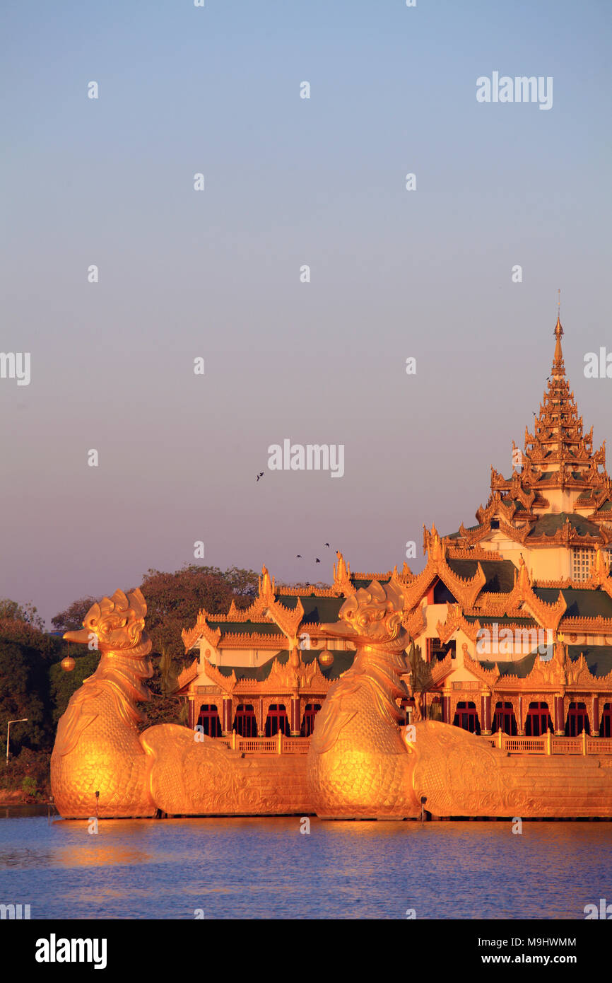 Myanmar, Yangon, Karaweik Palace, Kandawgyi Lake Stock Photo - Alamy