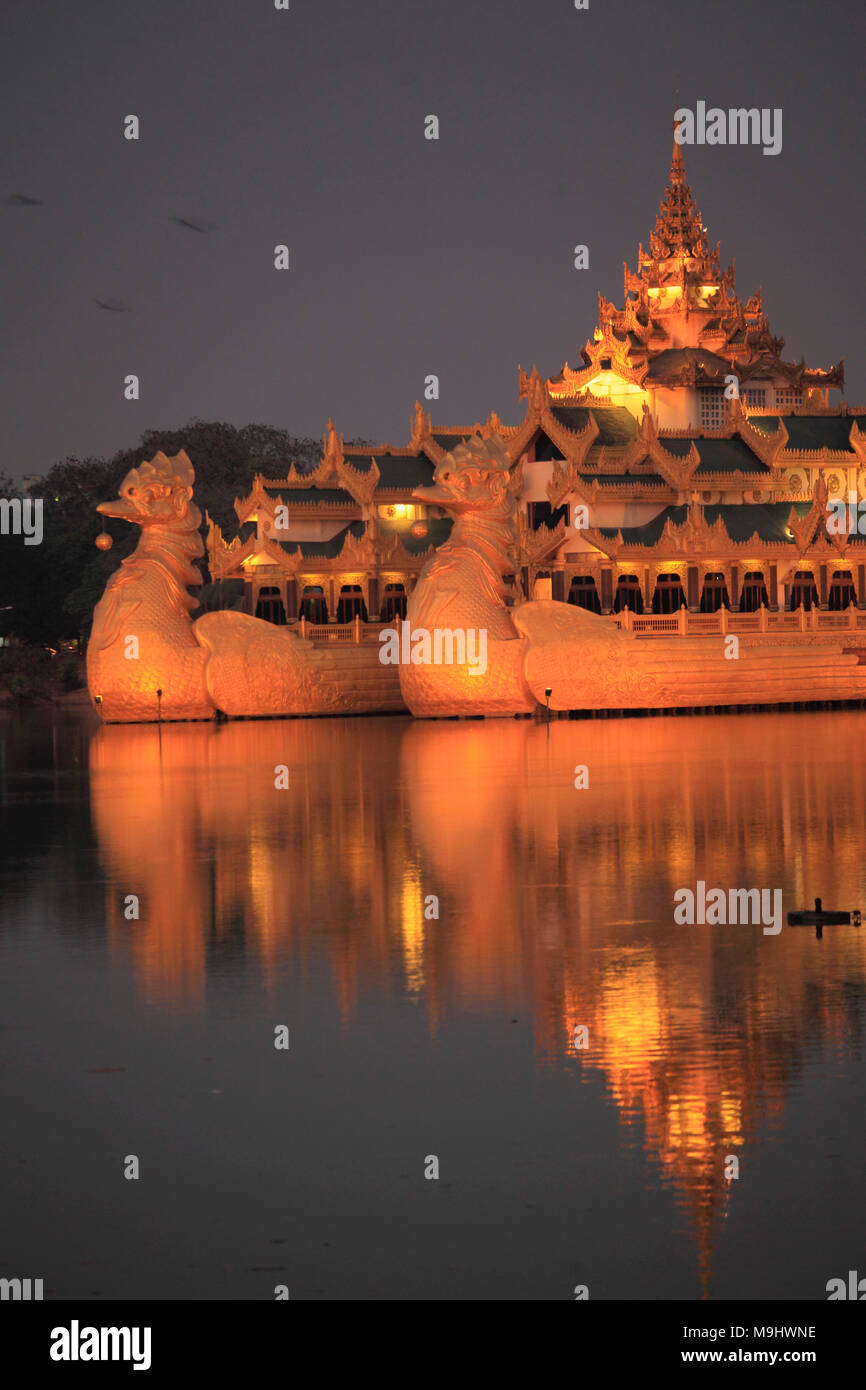 Myanmar, Yangon, Karaweik Palace, Kandawgyi Lake Stock Photo - Alamy