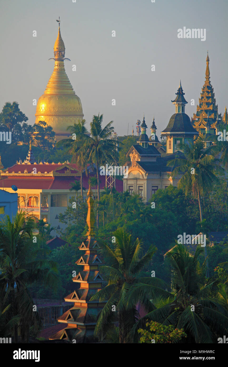 Myanmar, Yangon, Dagon Township, skyline, elevated view, buildings ...