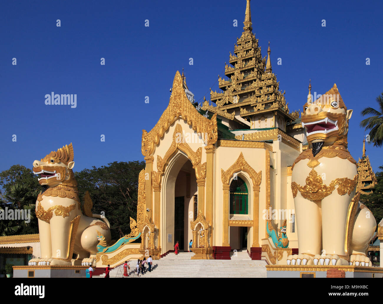 Myanmar, Yangon, Shwedagon Pagoda, west entrance Stock Photo - Alamy