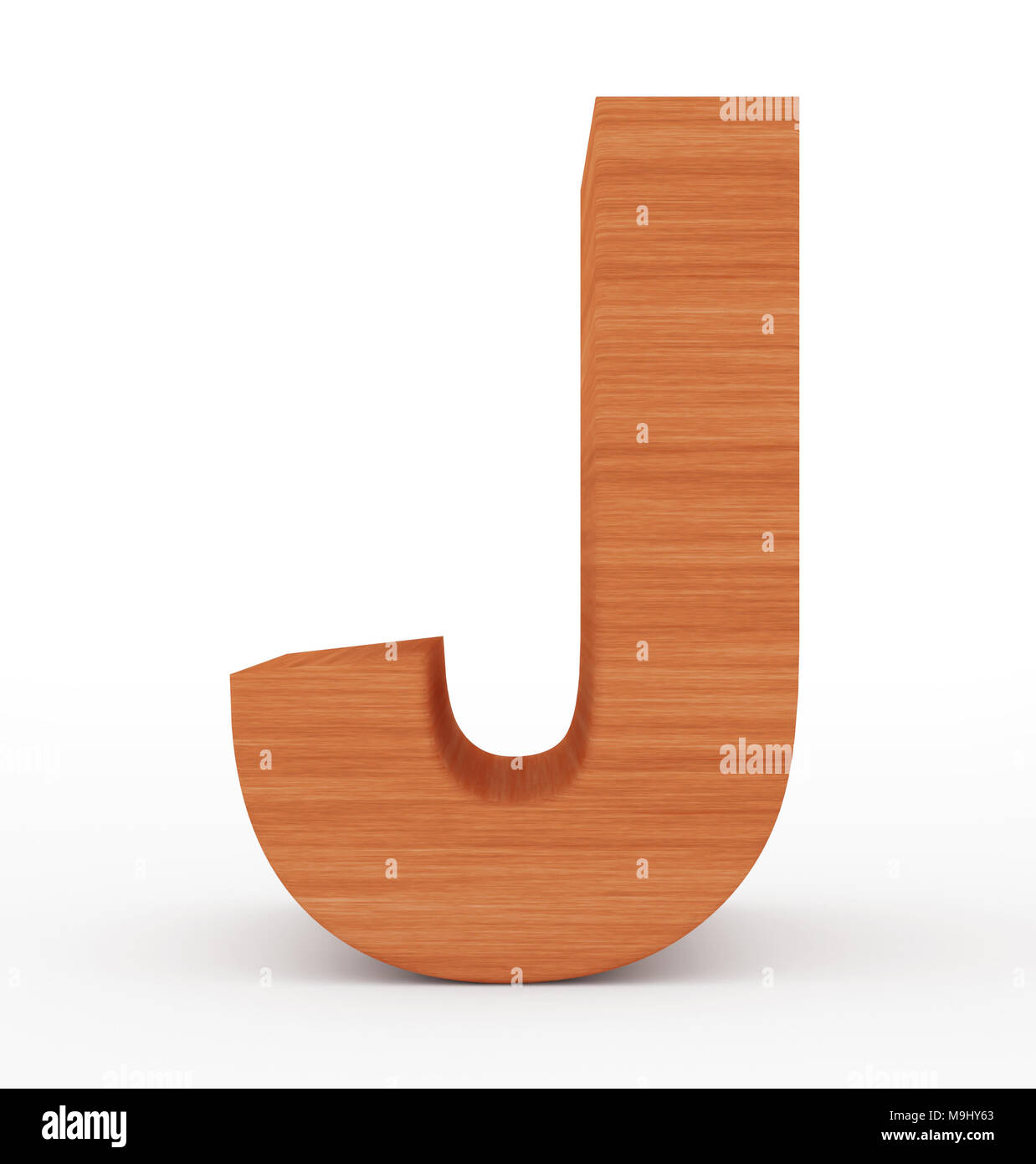 letter J 3d wooden isolated on white - 3d rendering Stock Photo - Alamy