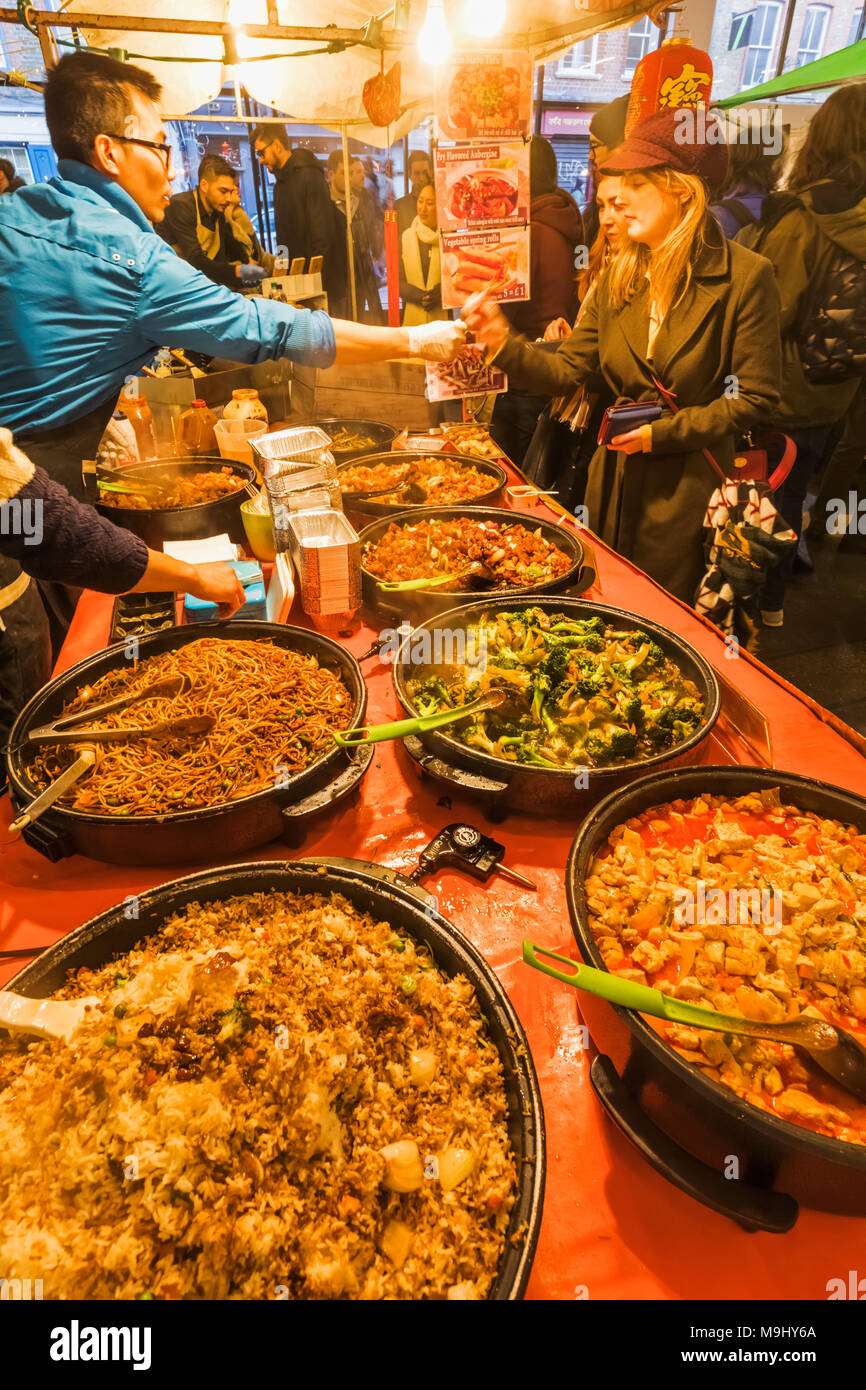 England, London, Shoreditch, Spitafields Market, Chinese Food Stall ...