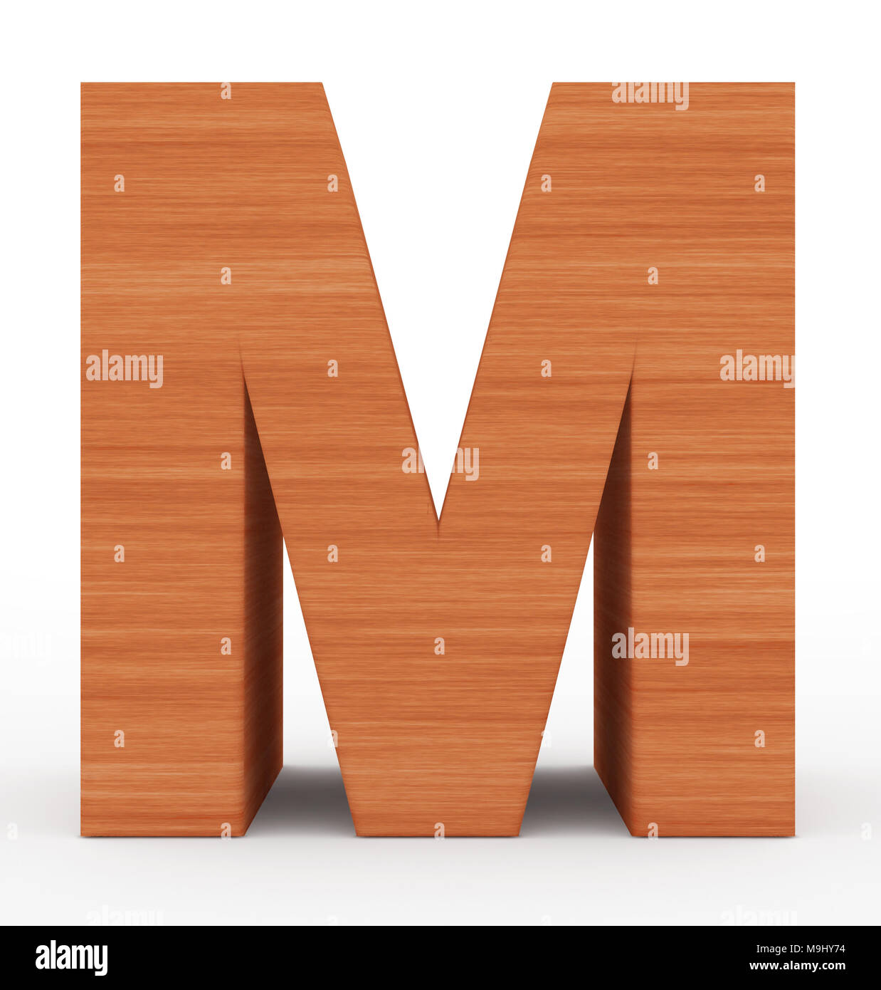letter M 3d wooden isolated on white - 3d rendering Stock Photo - Alamy