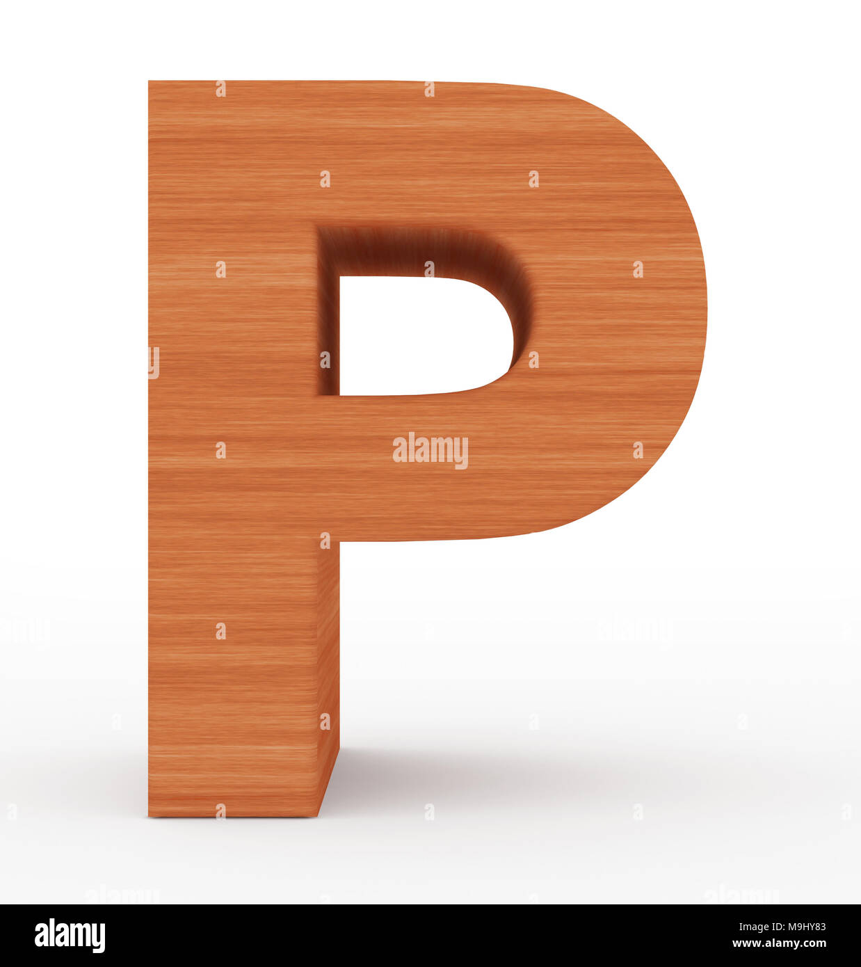 letter P 3d wooden isolated on white - 3d rendering Stock Photo - Alamy