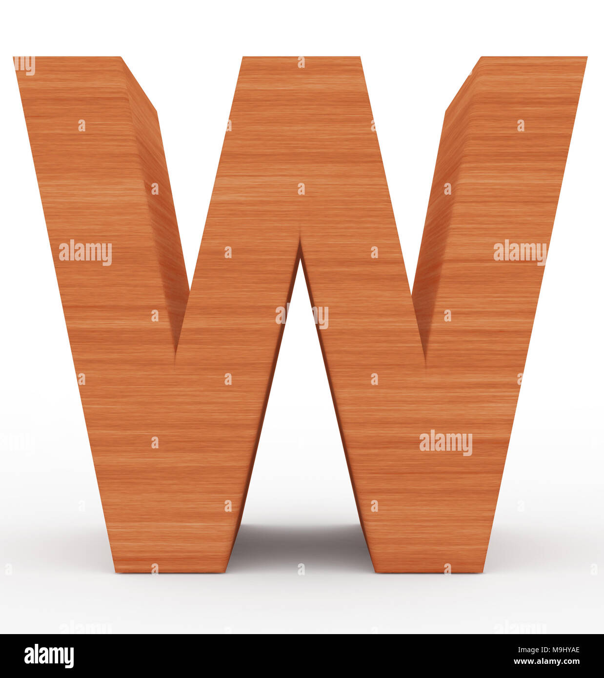 letter W 3d wooden isolated on white - 3d rendering Stock Photo - Alamy
