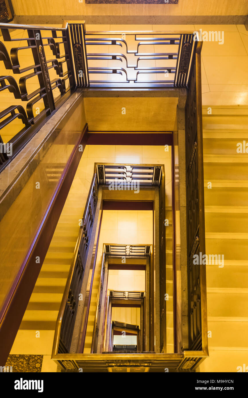 England, London, Knightsbridge, Harrods, Art Deco Stairwell Stock Photo ...