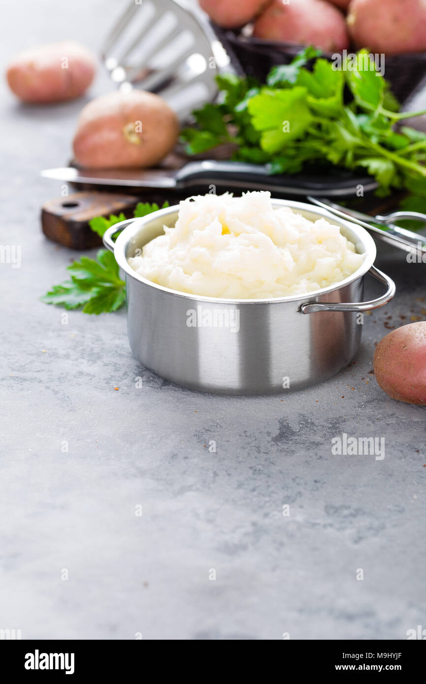 Mashed, mash potato with butter and milk. Potato puree Stock Photo - Alamy
