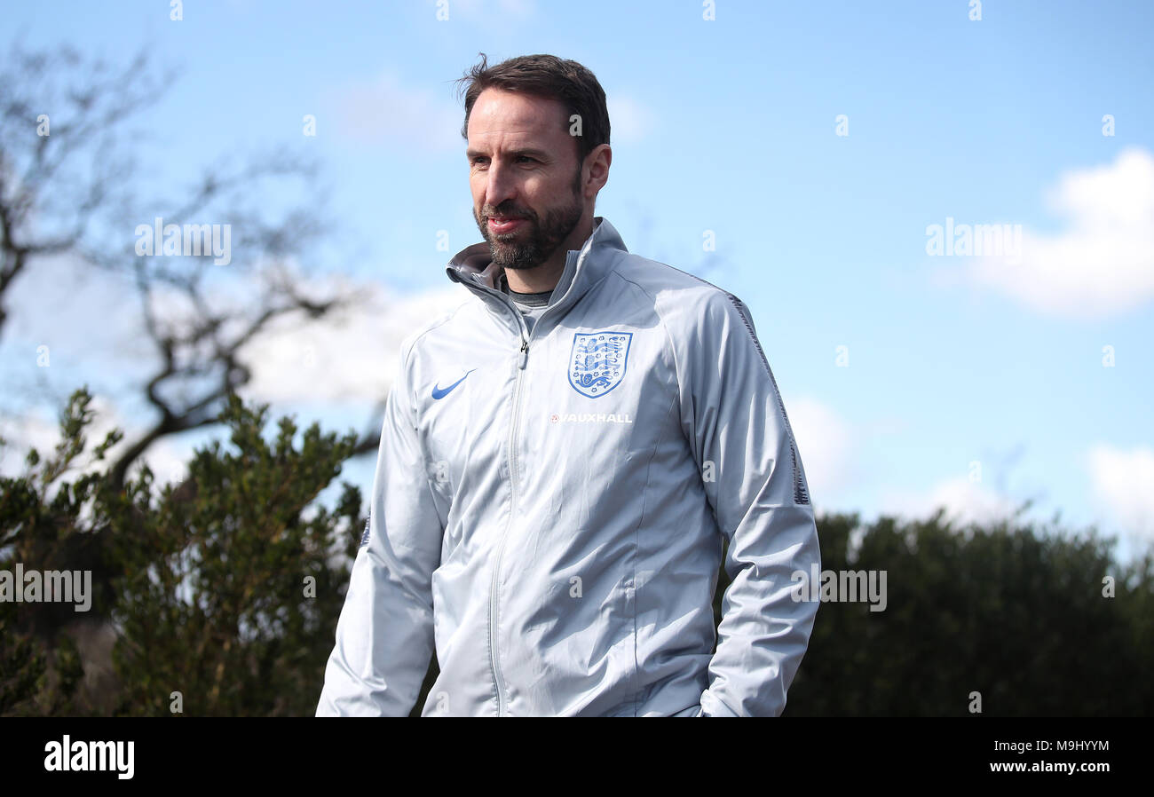 England Manager Gareth Southgate during a training session at Enfield ...