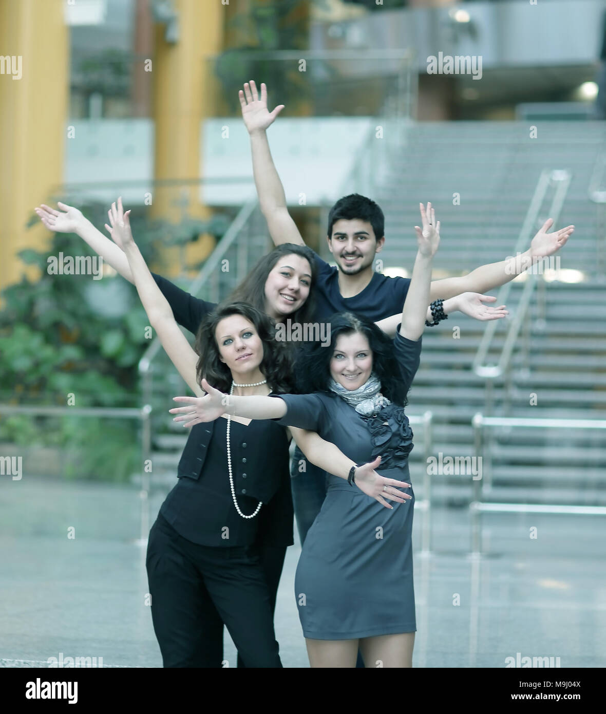 portrait of successful business team in the background of the office ...