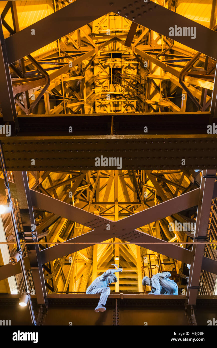 England, London, Tower Bridge, Exhibit of Construction Workers Building ...