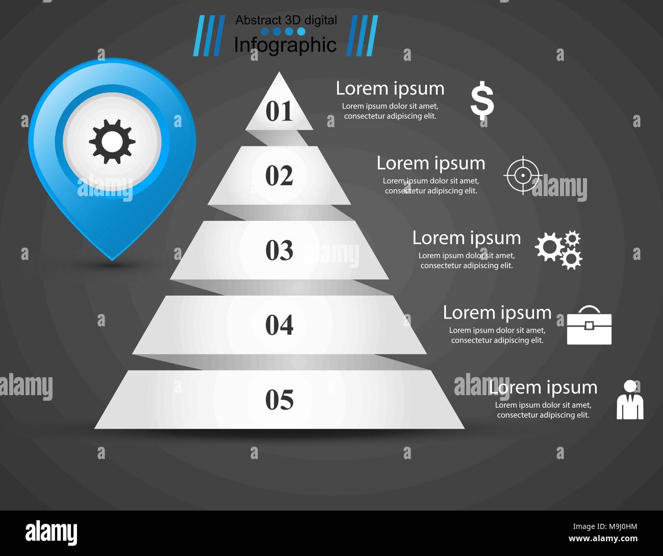 Infographic pyramid with blue pin icon Stock Vector Image & Art - Alamy