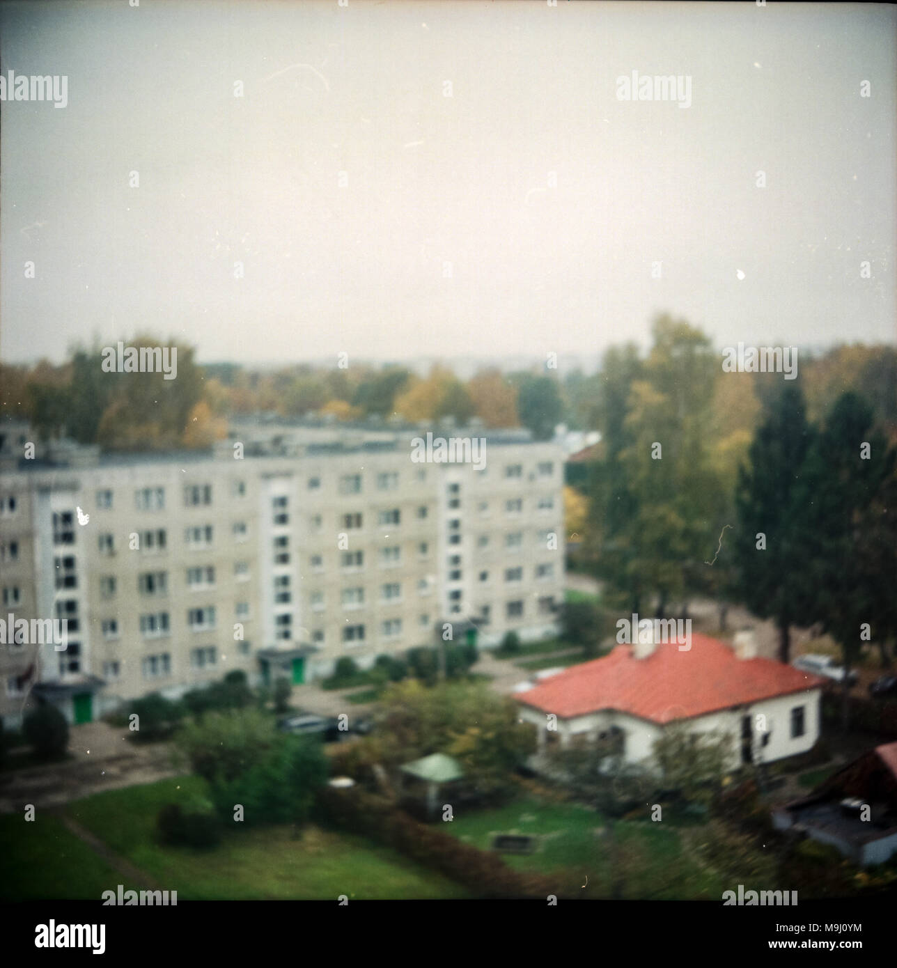 imperfect color film scan from old analog camera with dust and ...