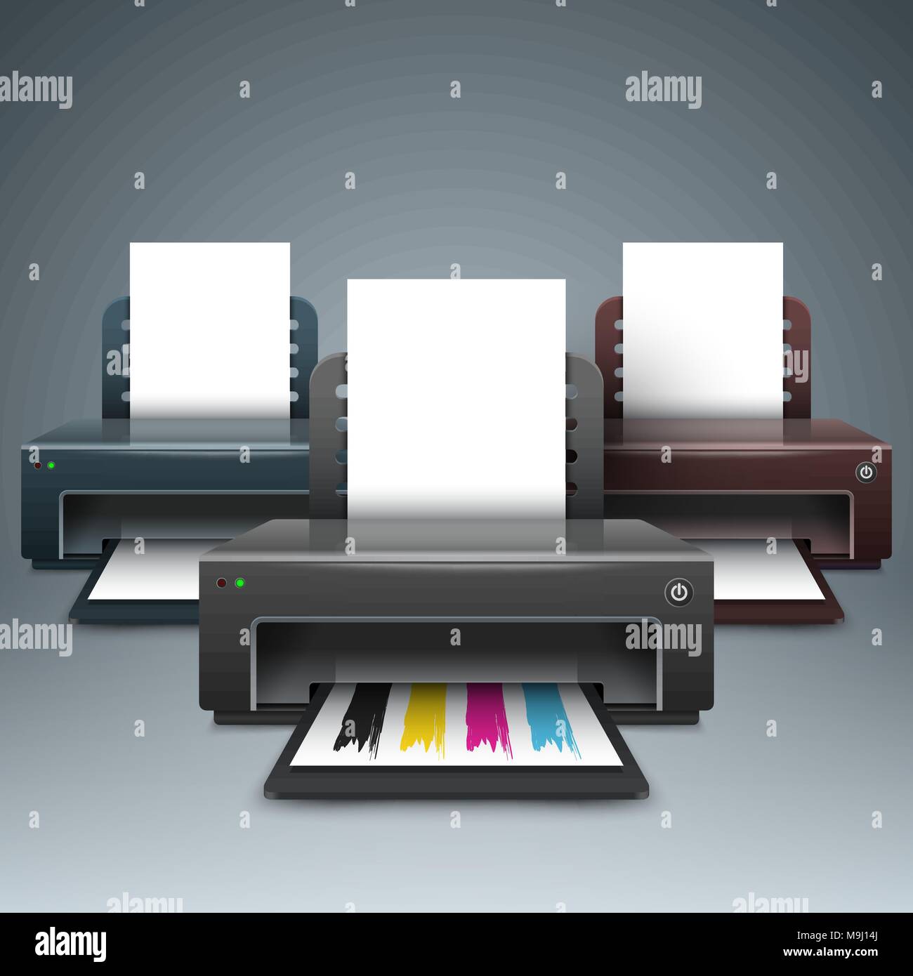 Realistic 3d printer. Business infographic. Paper A4 icon Stock Vector ...