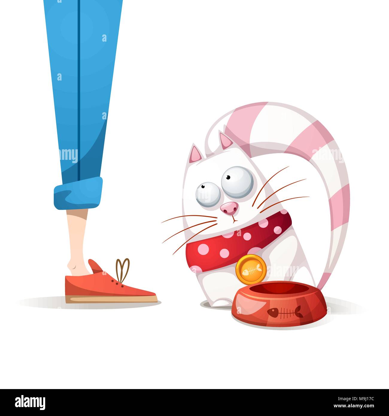 cat wants to eat very much - cartoon illustration Stock Vector Image ...