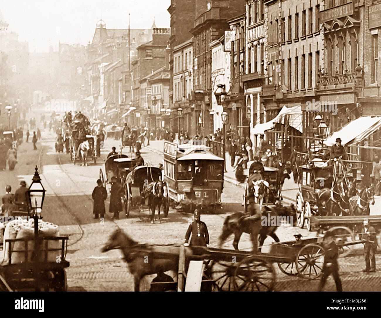 The Briggate, Leeds, Victorian period Stock Photo - Alamy