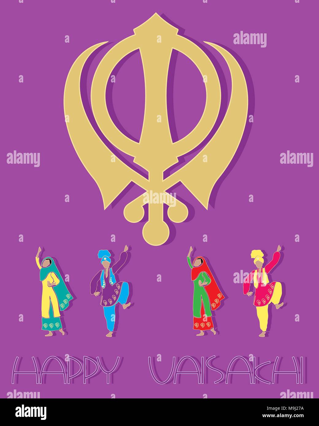 an illustration of a sikh greeting card design with symbol punjabi ...