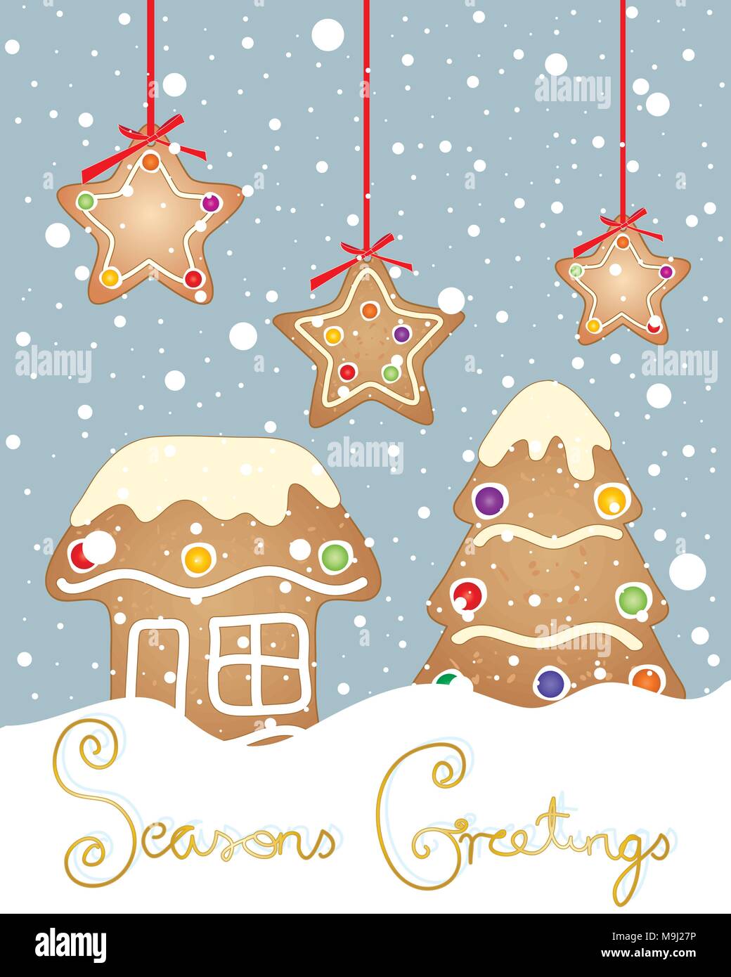 an illustration of a festive christmas scene made out of gingerbread ...