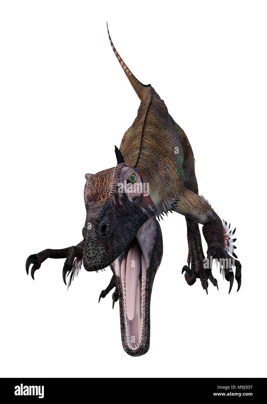 3D rendering of a dinosaur utahraptor isolated on white background ...