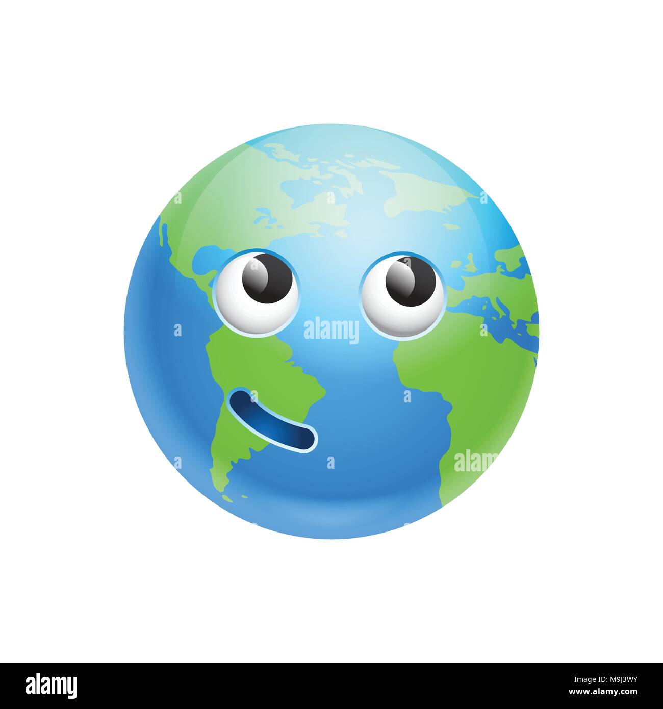 Cartoon Earth Face Happy Smile Icon Funny Planet Emotion Stock Vector ...