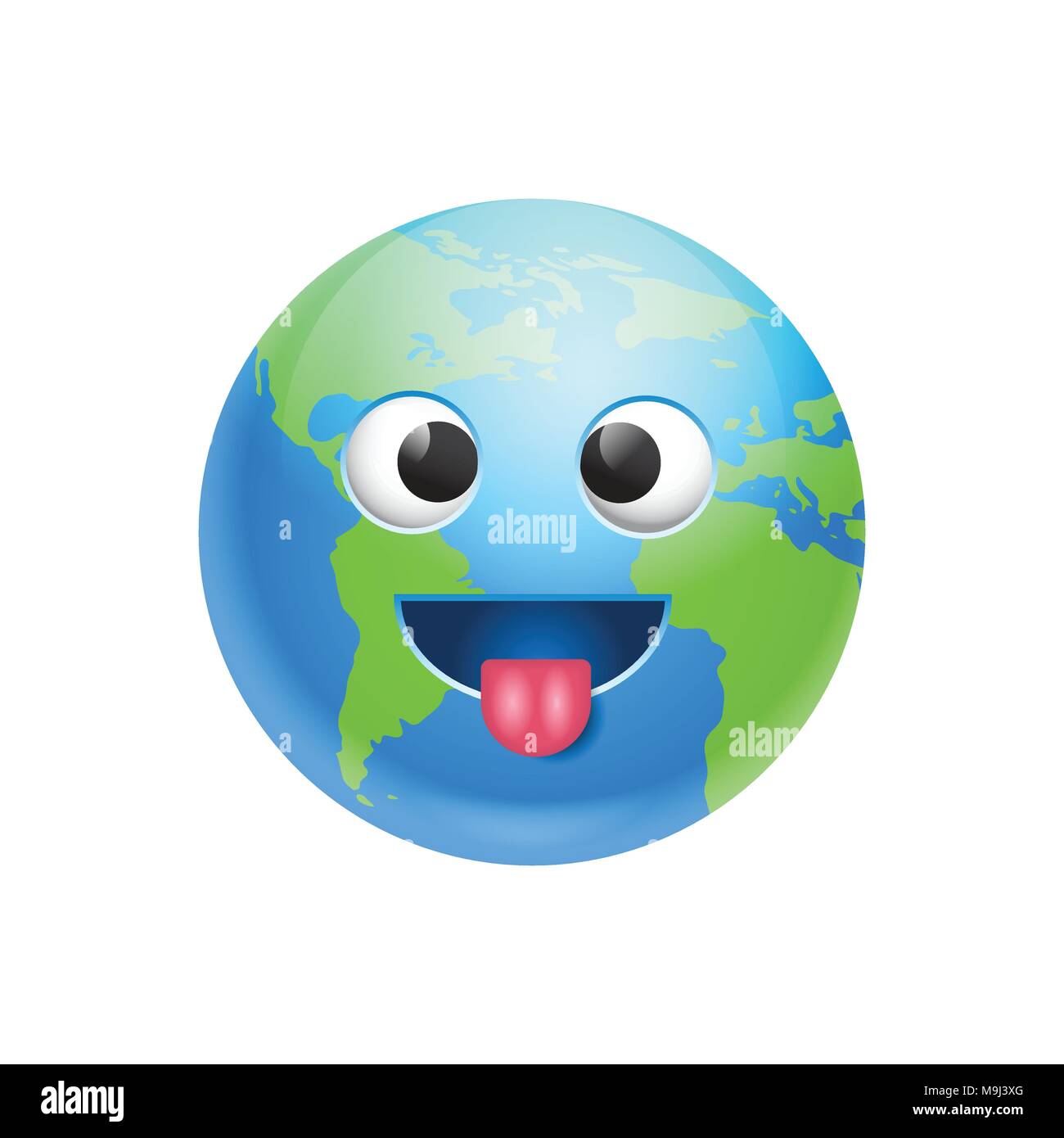Cartoon Earth Face Fool Icon Funny Planet Emotion Stock Vector Image ...