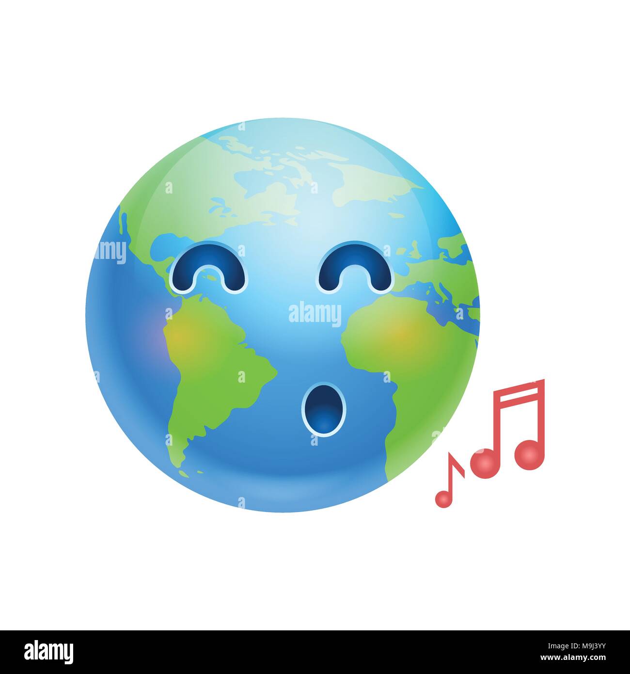 Cartoon Earth Face Singing Icon Funny Planet Emotion Stock Vector Image ...