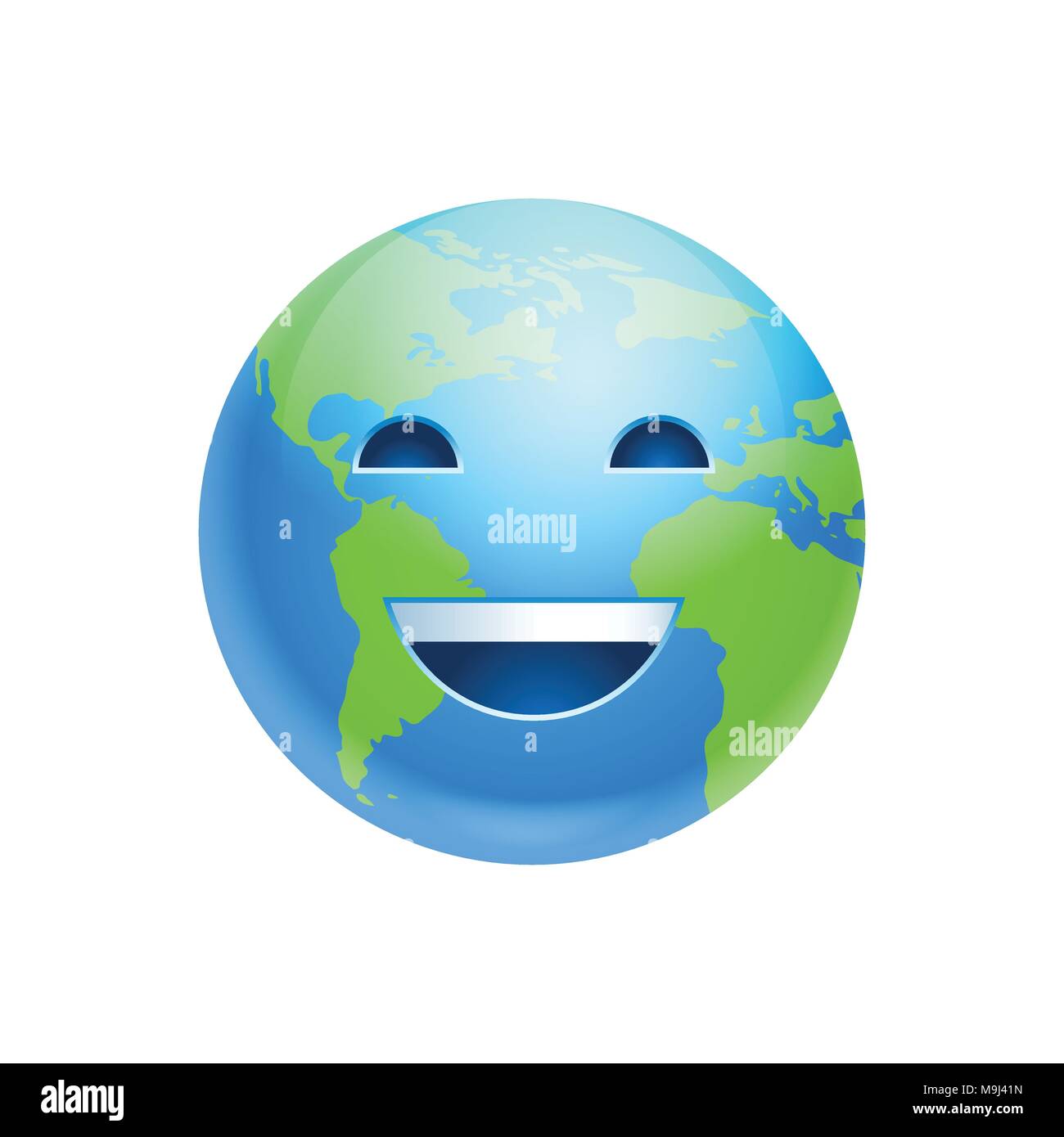 Cartoon Earth Face Laughing Icon Funny Planet Emotion Stock Vector ...