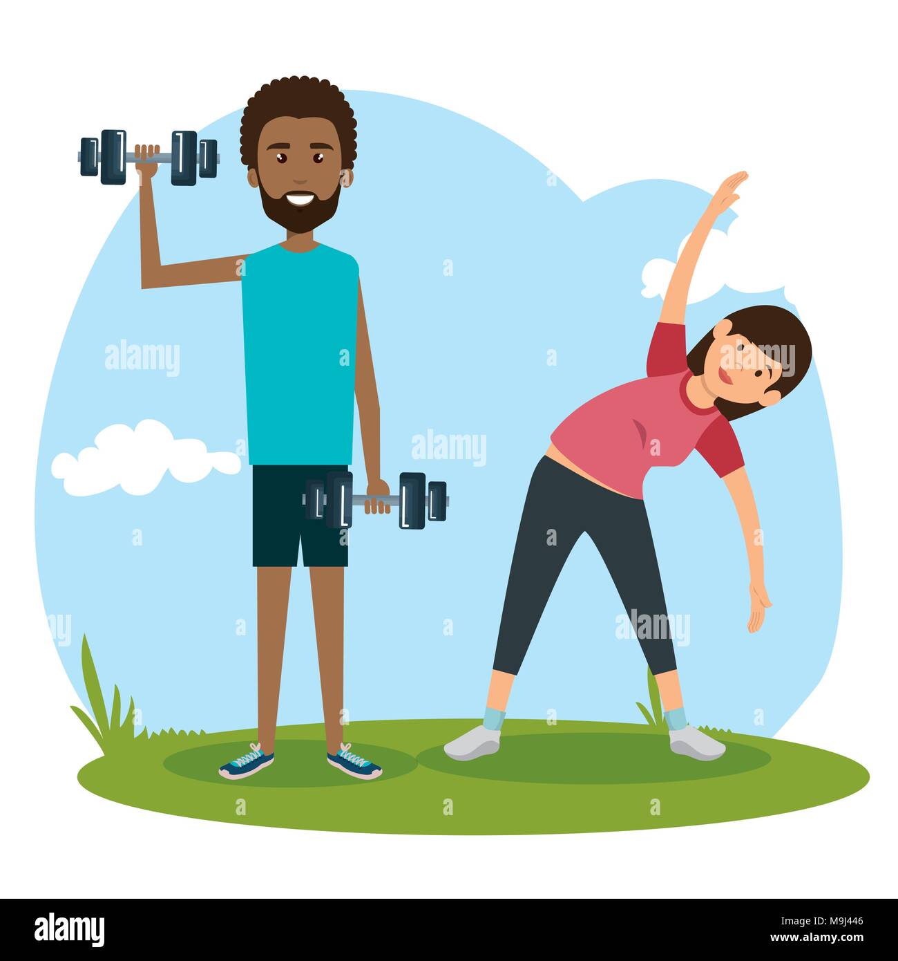 athletic people practicing exercise characters Stock Vector Image & Art ...
