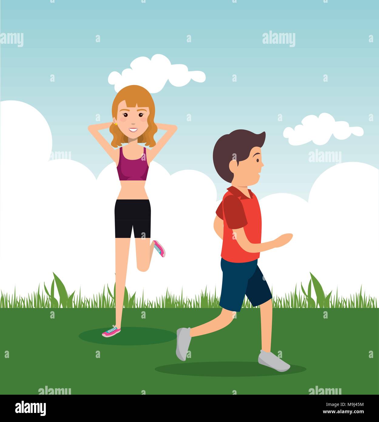 athletic people practicing exercise characters Stock Vector Image & Art ...