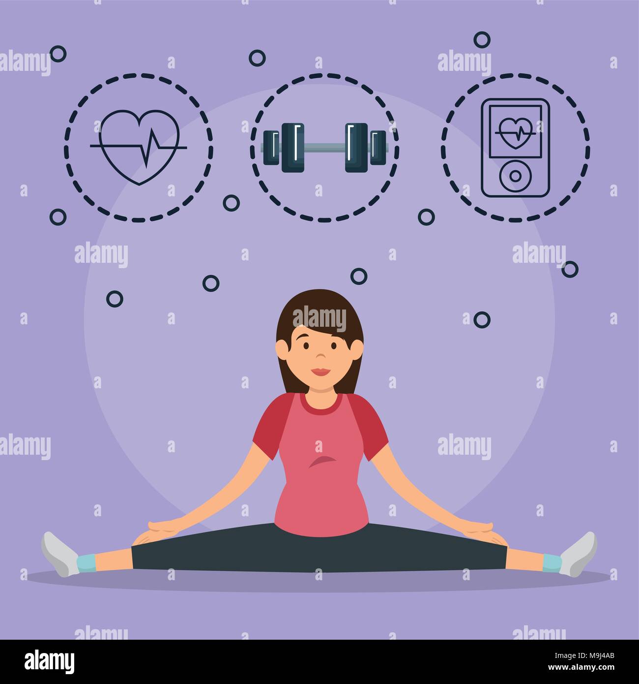 woman practicing exercice with sports icons Stock Vector Image & Art ...